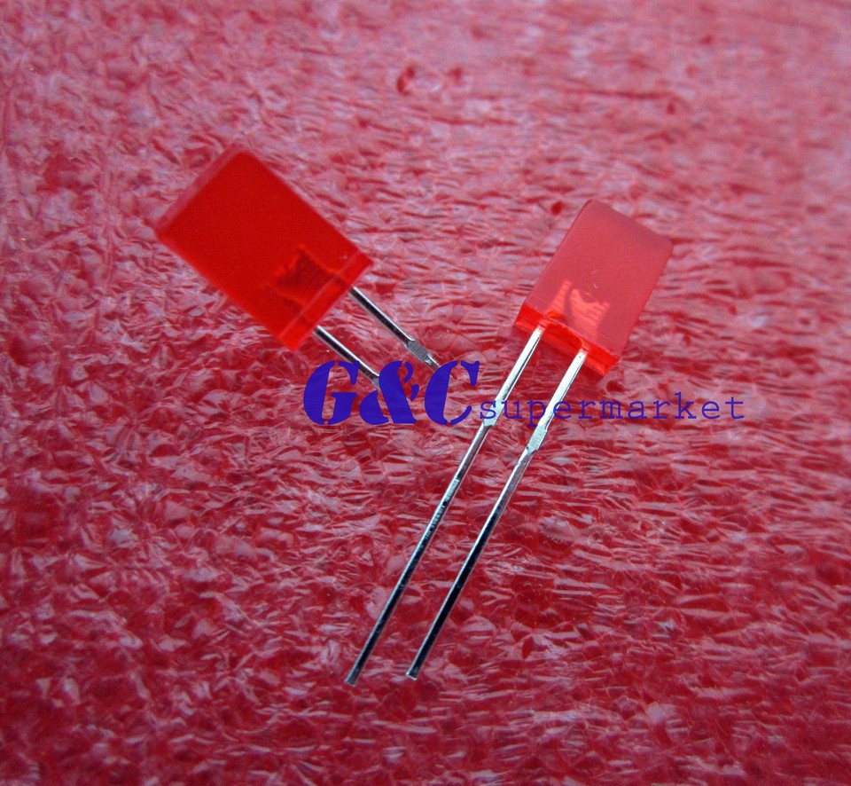 1000PCS 2x5x7mm Rectangle LED Red Colour Red Light Emitting Diode Good ...