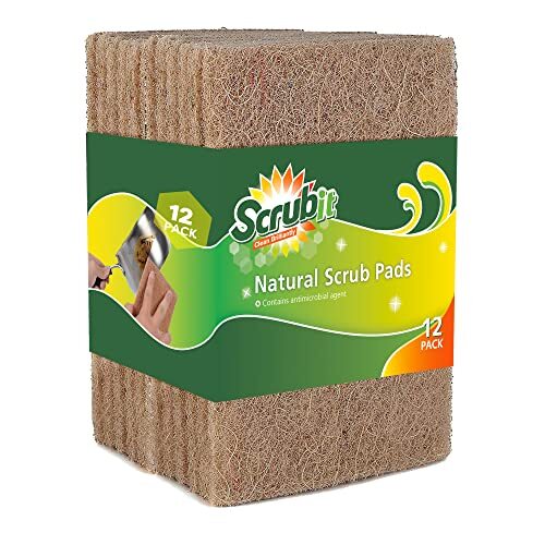12 Pack Natural Scouring Pads Non-Scratch Cleaning Scrub Pads for Pans ...