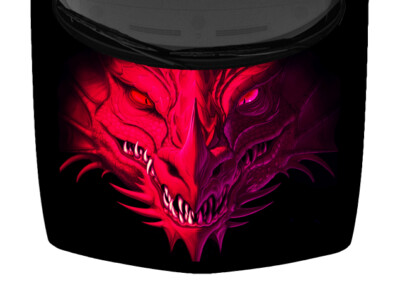 Scaled Bright Red Pink Dragon Snarling Truck Hood Wrap Vinyl Car ...