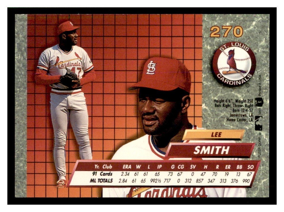 1992 Fleer Ultra #270 LEE SMITH St. Louis Cardinals | eBay