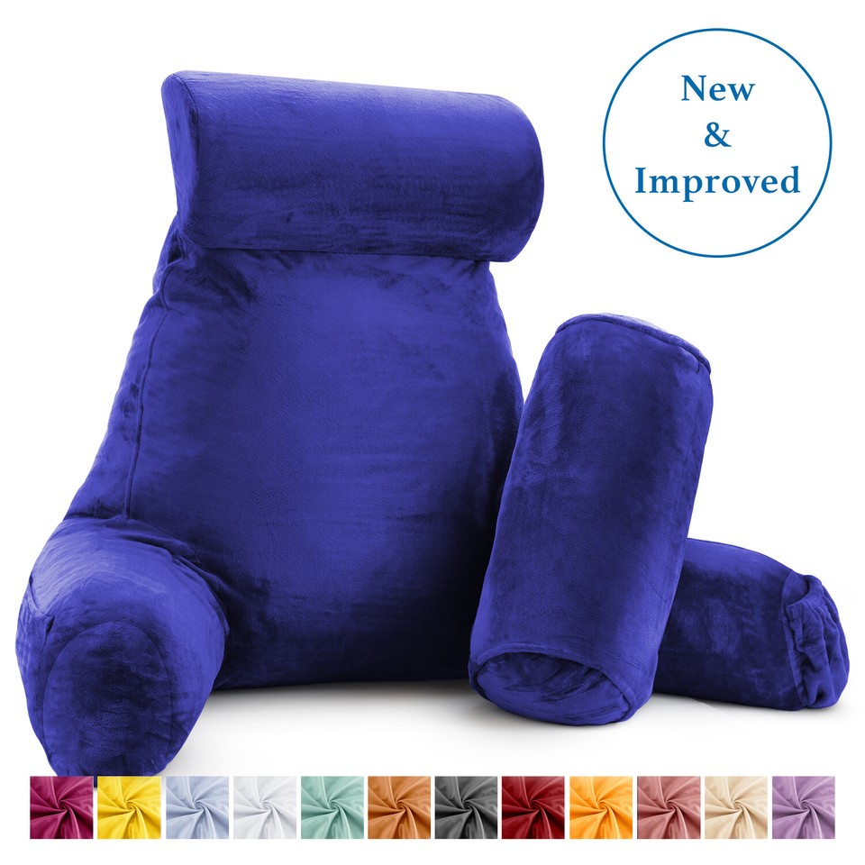 Large Soft Foam Reading & TV Relax Pillow + 2 Neck & Lumbar Pillows ...