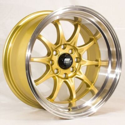 16x8 MST MT11 5x100/5x114.3 ET15 Gold w/Machined Lip Wheels (Set of 4 ...
