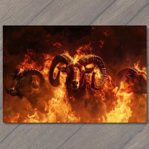 POSTCARD Goat from Hell Fire Evil Vampire Demon Devil Horn Animal Scary ...