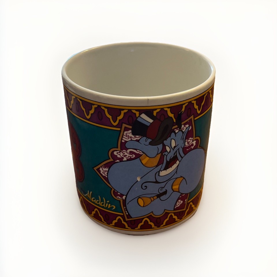 VINTAGE DISNEY Aladdin JASMINE Genie Ceramic Coffee Tea Cup circa 1990s ...