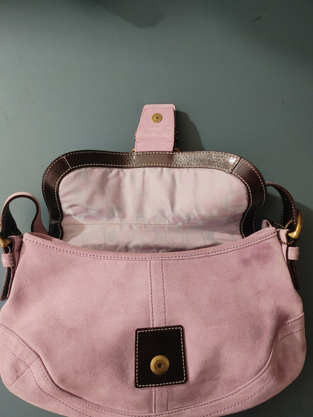 Rare Coach Soho D05S-9688 Purple Lilac Suede Leather Flap Y2K Shoulder ...