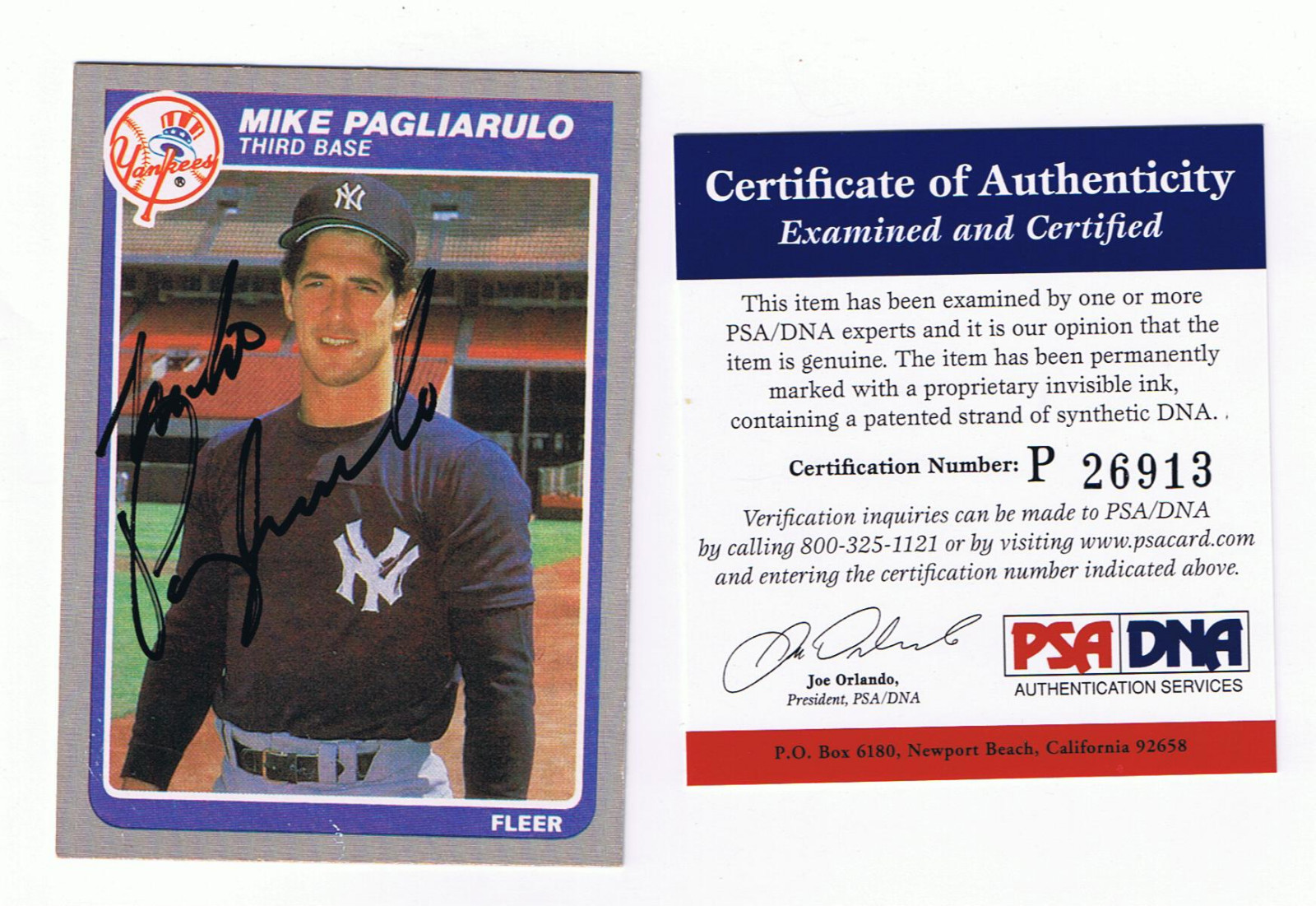 1985 Fleer # 139 Mike Pagliarulo Autograph / Signed Card PSA New York ...