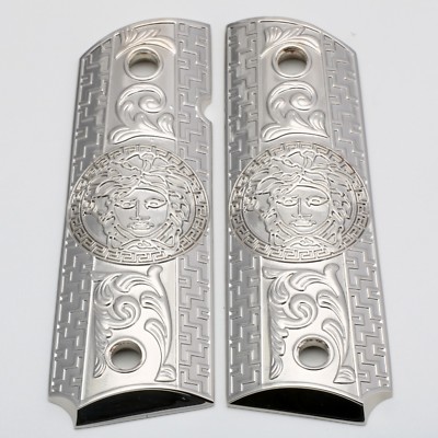 1911 Grips For 45 Colt 1991A1 Commander Grips Full Size Nickel MED-USA ...