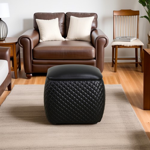 Modern Black Ottoman Footrest Living Room Sofa Upholstered Square Foot ...