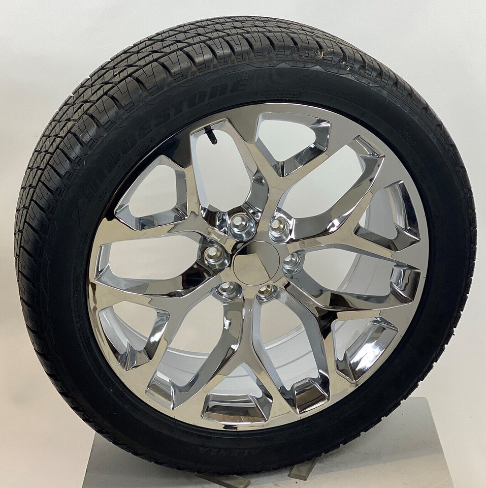 Chevy 22" Chrome Snowflake Replica Wheels Rims Bridgestone Tires ...