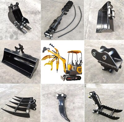 Attachments Mini Excavator: Quick Hitch, Bucket, Rake, Ripper, Auger ...