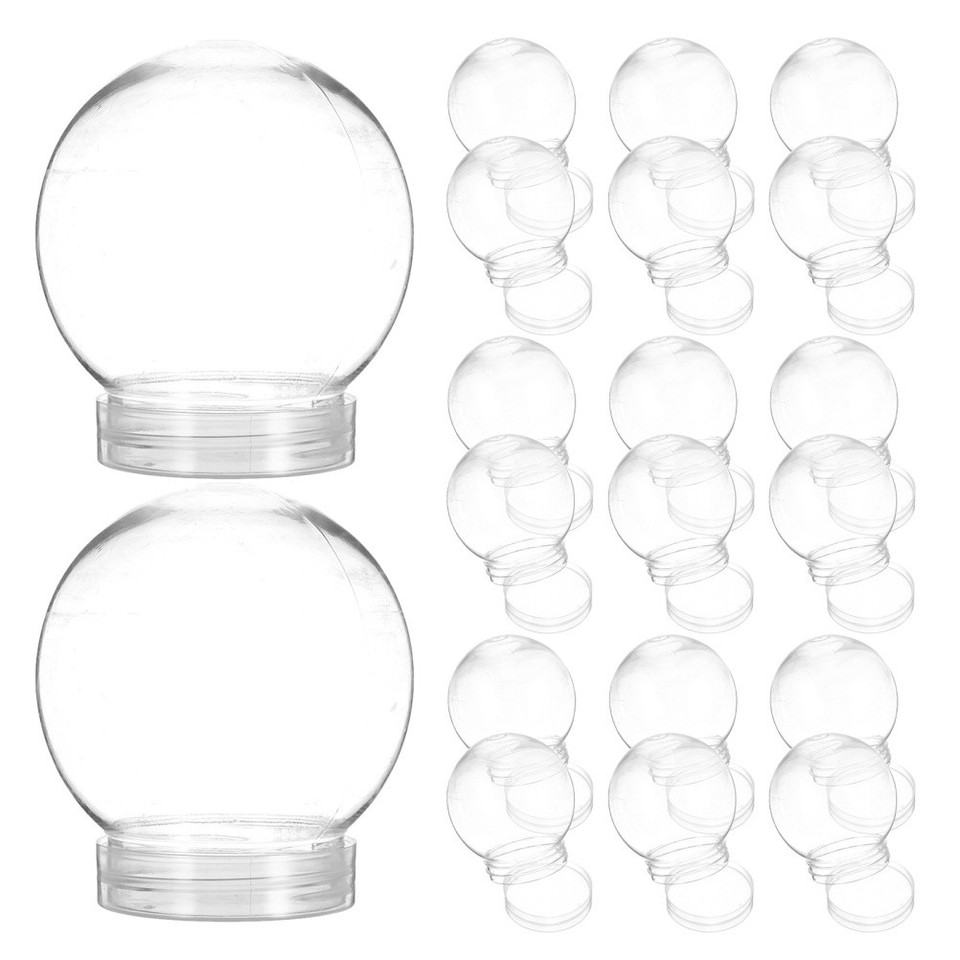 20 Pcs Christmas Snow Globe Craft Kit Clear Holiday Ornaments Plastic ...