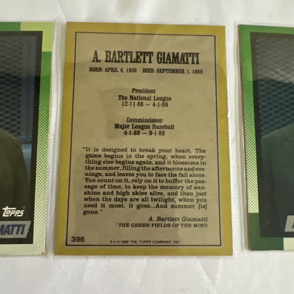 Set Of 3 Topps Baseball #396 A. Bartlett Bart Giamatti | MLB ...