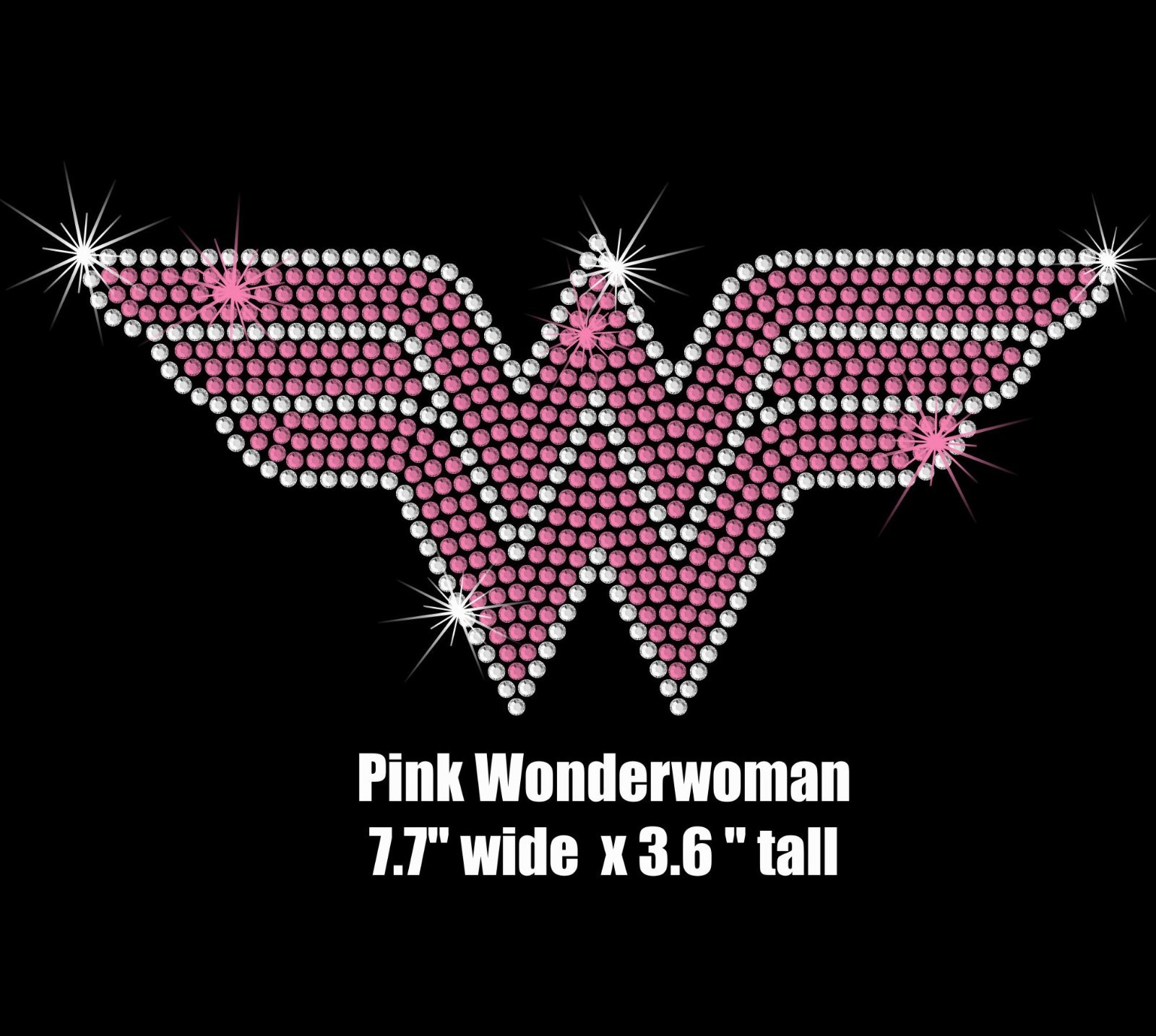 7.7" PINK Wonder Woman iron on rhinestone transfer superhero applique ...