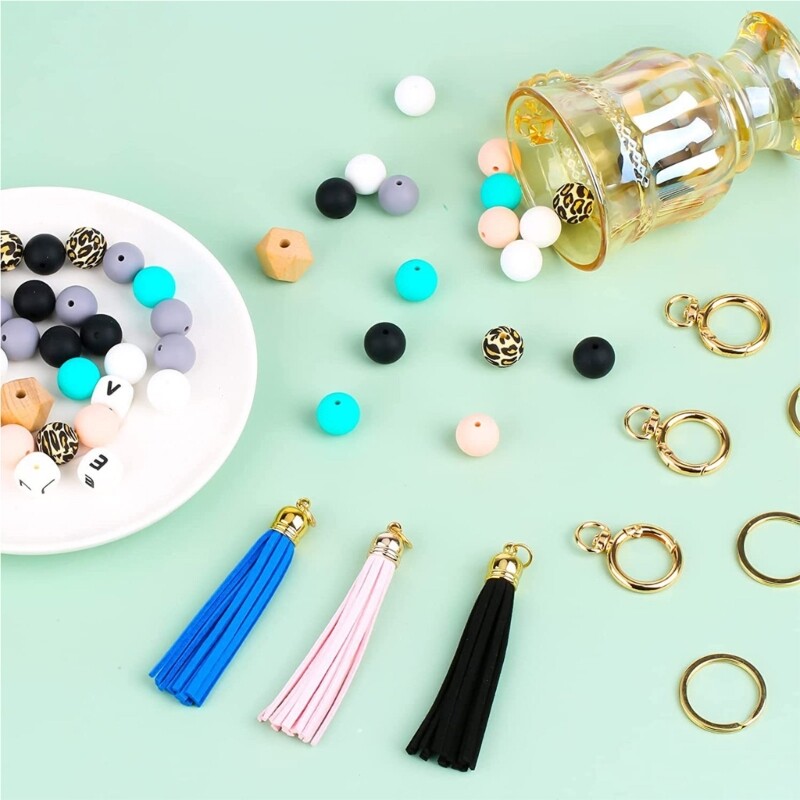 84 Pack Women Keychains DIY Materials Kits Pendant Keychain Jewelry ...