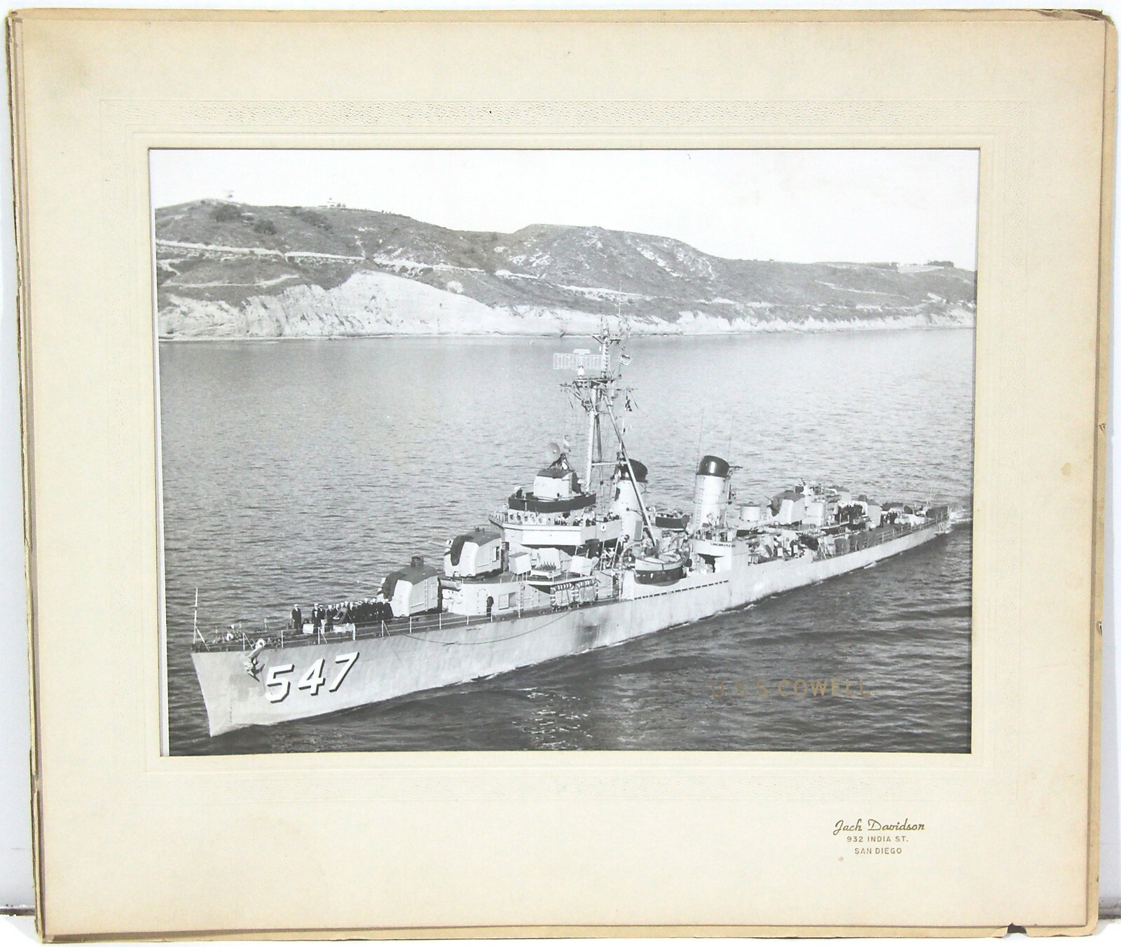 2 Different 8 x 10” BW Photographs of the USS Cowell (DD-547) at Sea ...