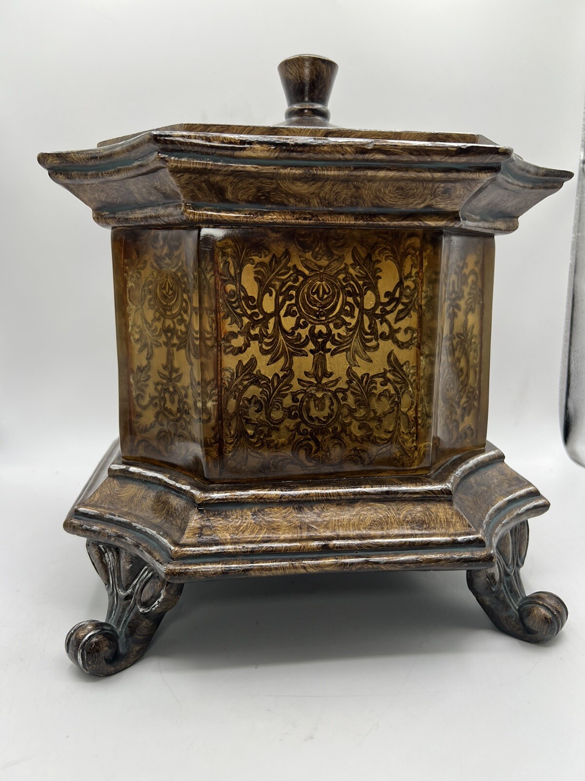 Decorative Octagonal Wood Lacquered Box Large With Lid Heavy 11x11x14 ...