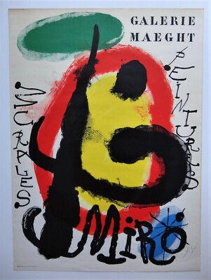 Joan Miro Original Poster Lithograph Signed & COA (Picasso,Chagall,Dali ...