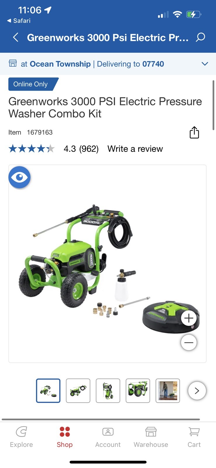 GreenWorks Pro 3000 PSI 1.1 GPM Electric Pressure Washer with Bonus ...