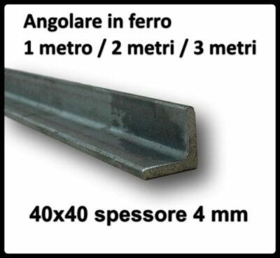 Barra in di ferro angolare profilo ad angolo a L elle 40x40x4 mm grezzo ...