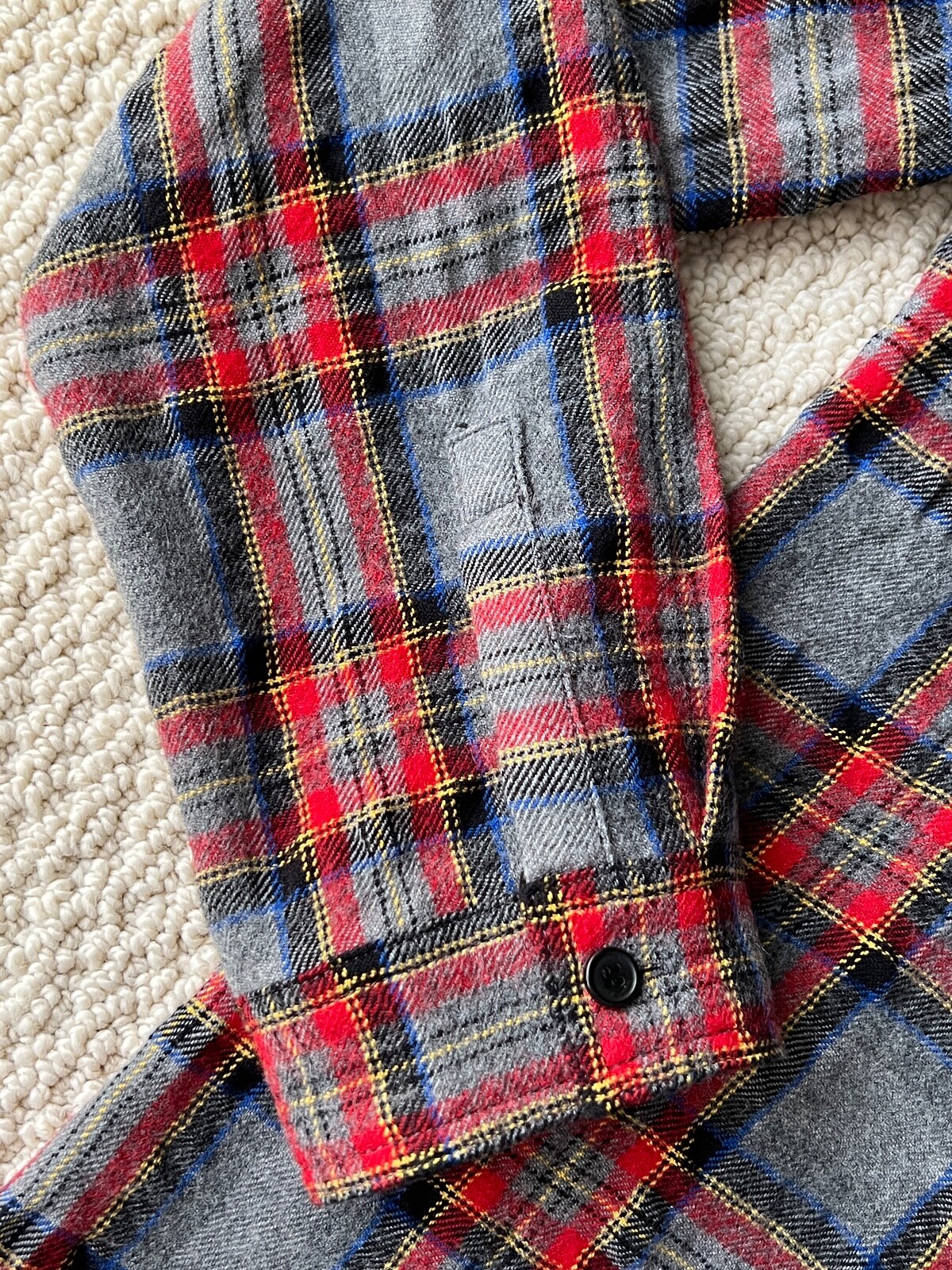 New Saint Laurent YSL Gray Red Check Print Western Crop Flannel Shirt ...