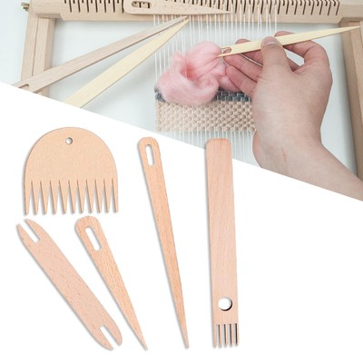 Weaving Shuttle Knitting Needles Wood Loom Making Tools DIY Hand Loom ...