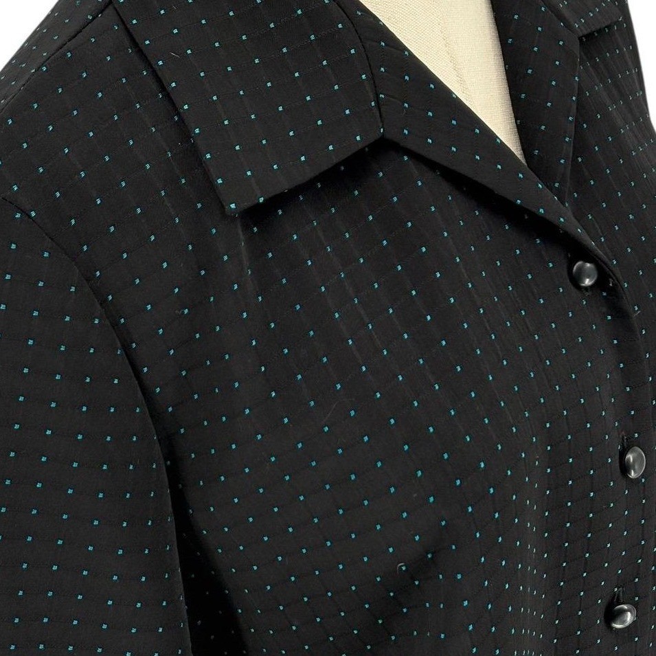 TanJay Vintage Black Blue Polka Dot Button Up Shirt Blouse (Size 14) | eBay
