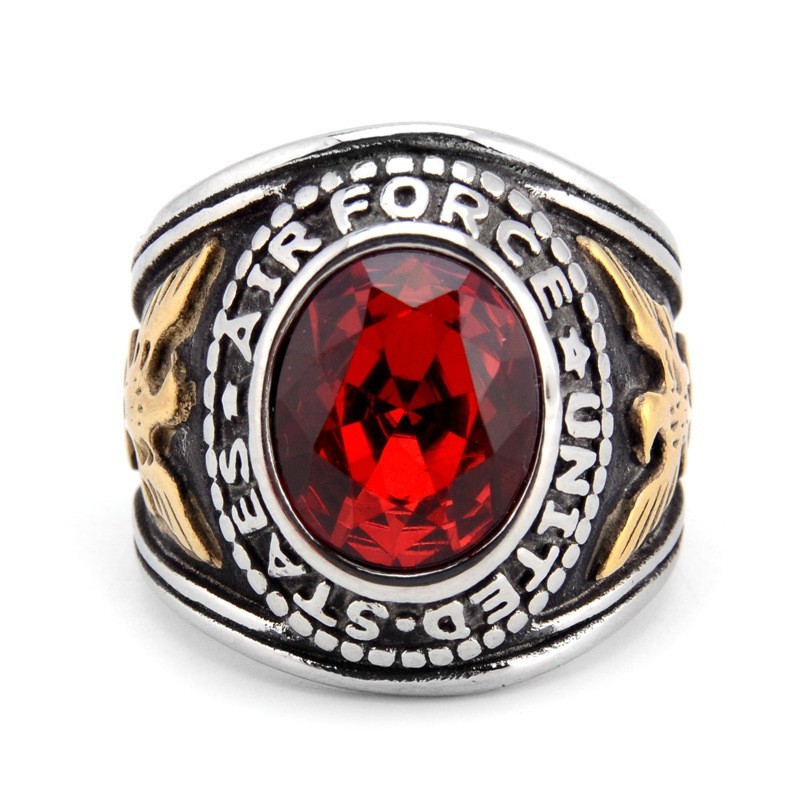 Men's Vintage US Army Air Force Military Ring Stainless Steel Veteran ...