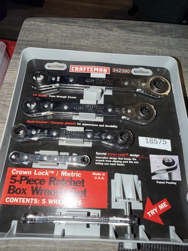 5pc Sears Craftsman USA Nos Crown Lock Metric Ratchet Box Wrench Set ...