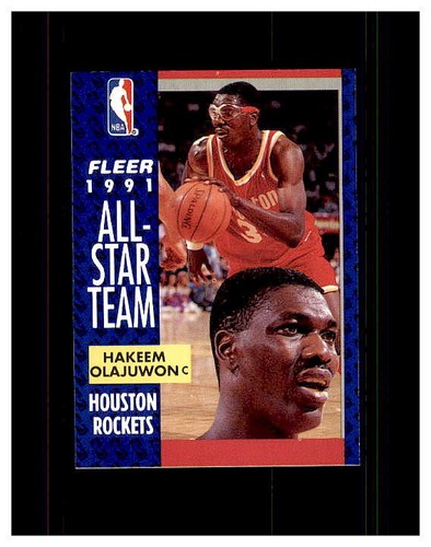 1991-92 Fleer Houston Rockets Basketball Card #214 Hakeem Olajuwon AS ...