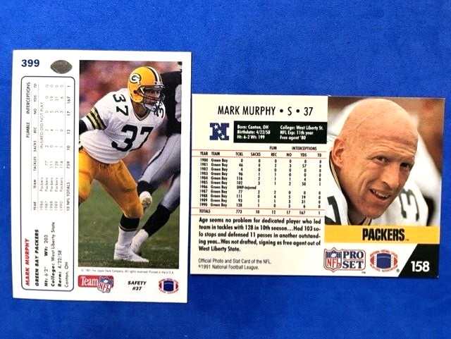 NFL - Mark Murphy 1991 Upper Deck & 1991 Pro Set Football - Packers | eBay