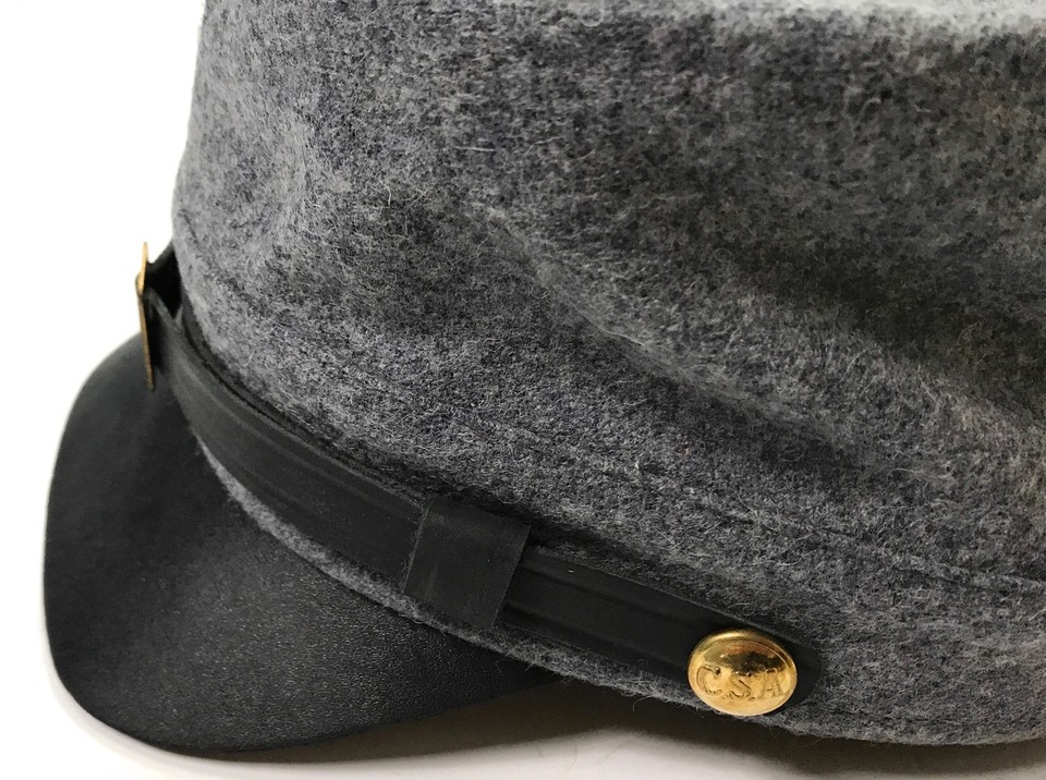 CIVIL WAR CSA CONFEDERATE INFANTRY GRAY WOOL KEPI FORAGE CAP HAT-LARGE ...