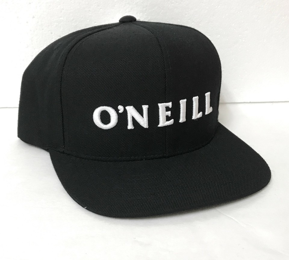 New O'NEILL SNAPBACK HAT black white spellout big logo WOOL flat bill ...