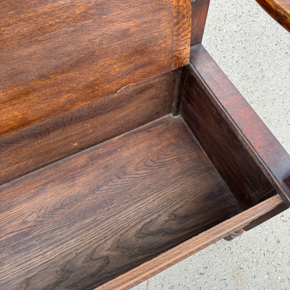 Antique Settle Monks Bench Solid Oak Hall Seat Table Storage Box Trunk ...