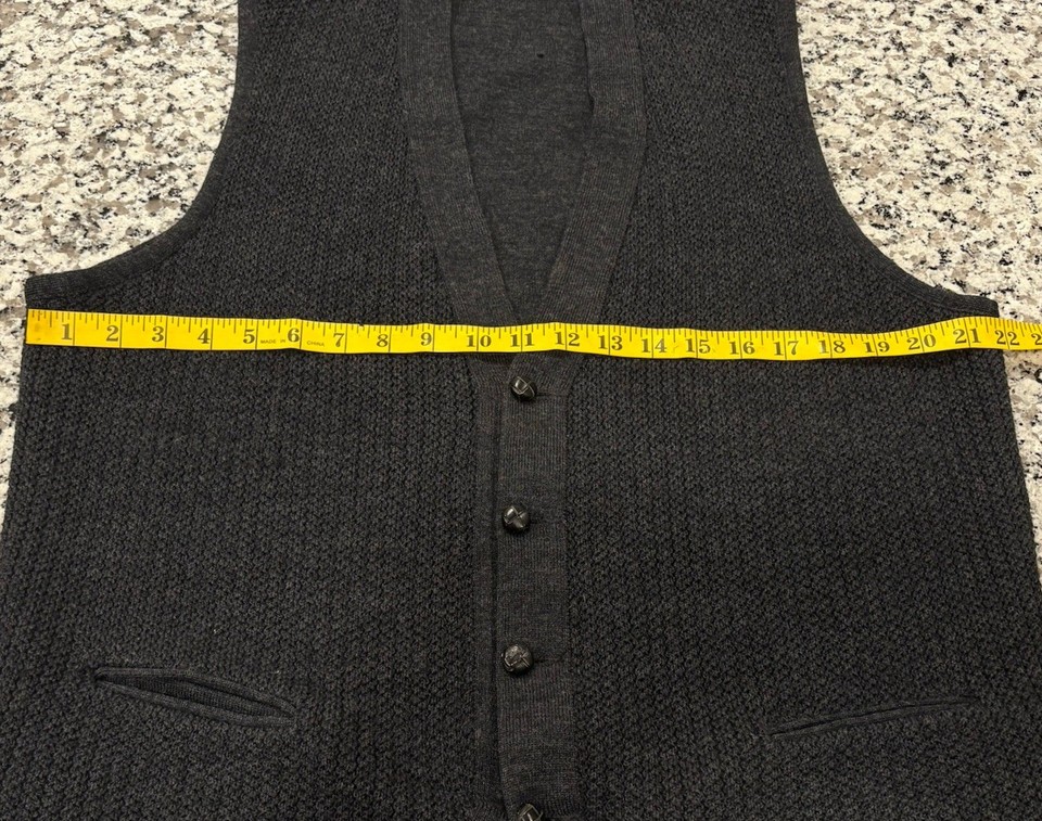 Jonelle Men’s Wool Knit Vest XL Charcoal Gray Button Front Classic ...