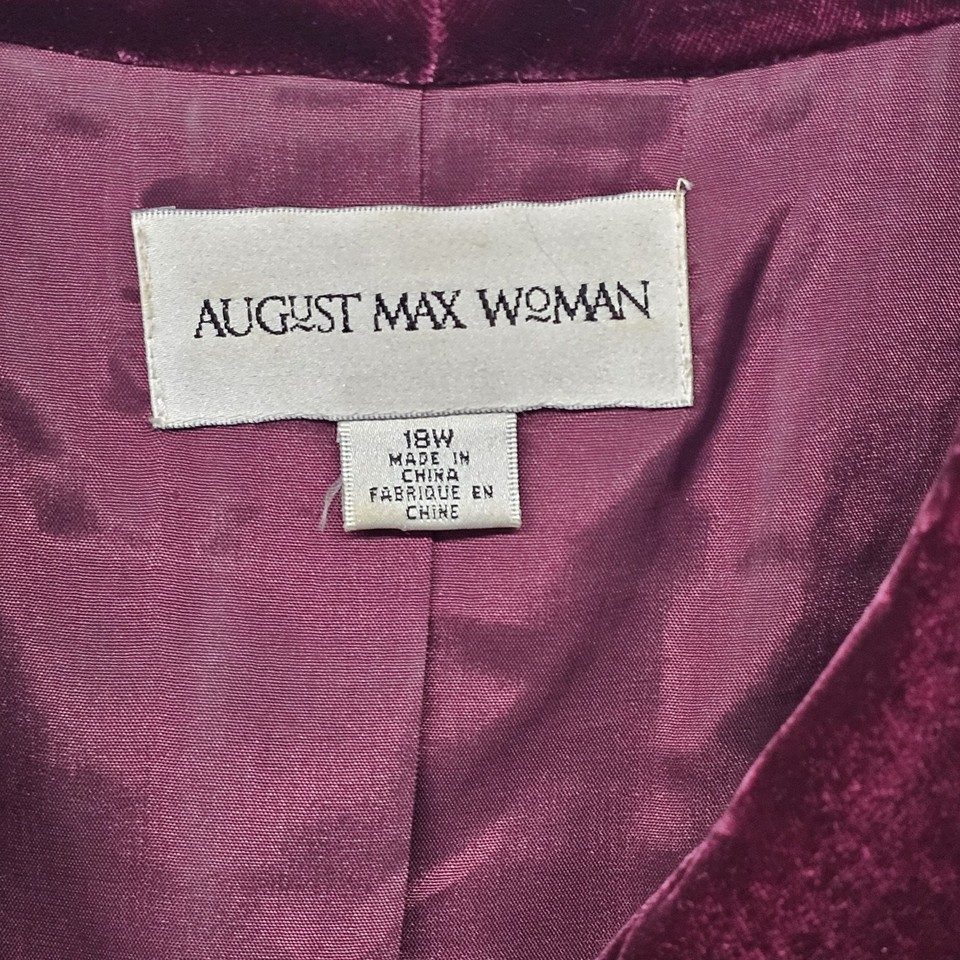 VTG August Max Velvet Button Up Top Womens 18W Burgundy Silk Blend ...