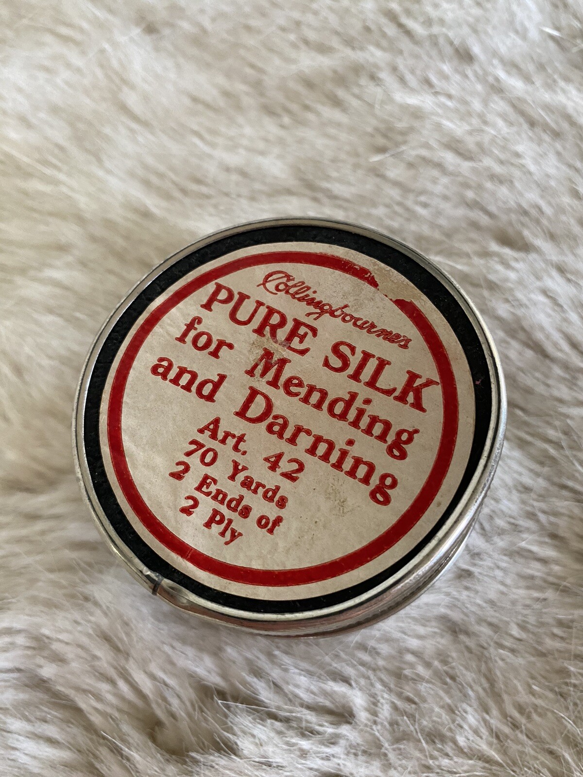 Vintage Collingbourne's "Pure Silk for Mending and Darning" Tin with ...