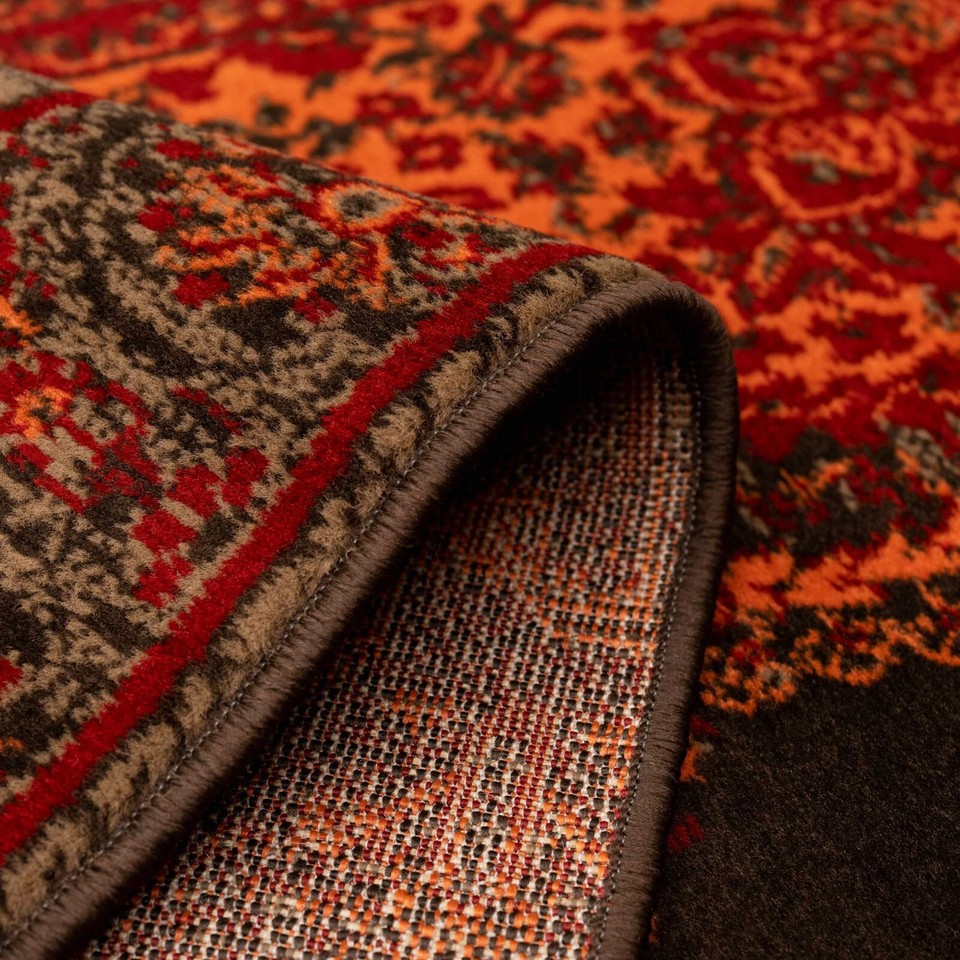 Patchwork Brown Orange Living Room Rugs Moroccan Rugs Small Large ...