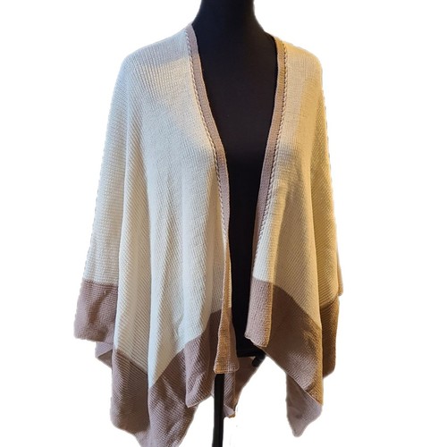 Woolworths NWT Vintage Cream & Tan Wrap Around Soft Sweater Shawl, One ...
