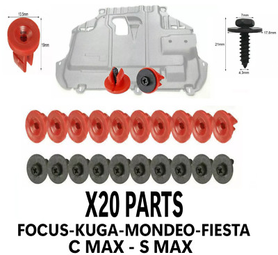 20X Engine Undertray Screws Nuts for Ford Fiesta Focus Kuga Mondeo ...