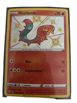 Pokémon TCG Sizzlipede Shining Fates SV018/SV122 Holo Shiny Holo Rare ...