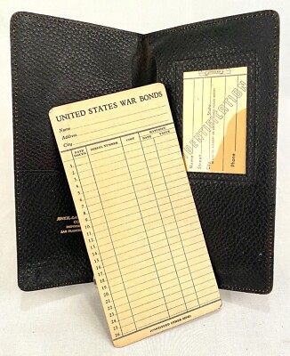 Antique Leather WAR BOND WALLET-WWII-Papers-Jenkel Davidson Optical- 9. ...