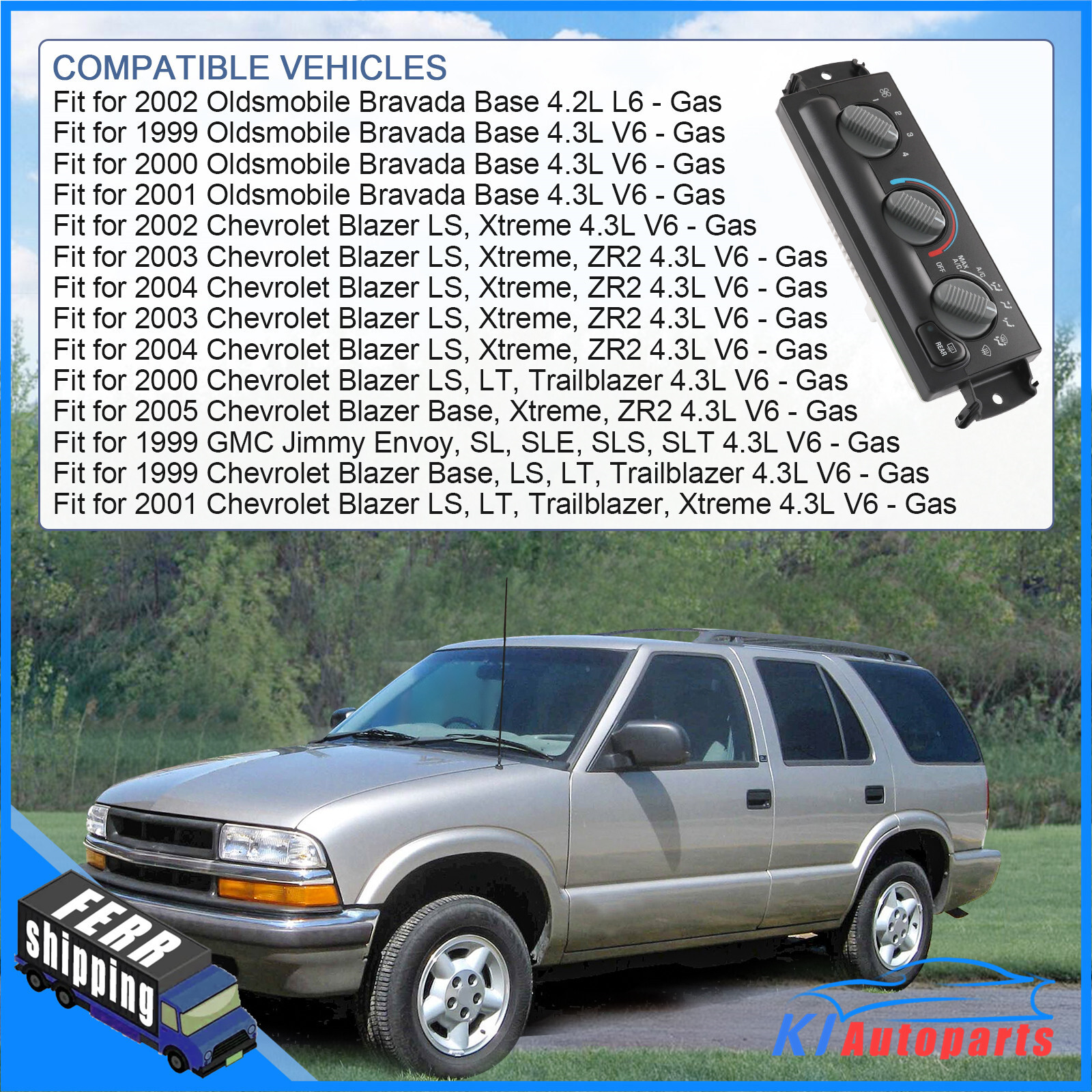 Rear Heater A/C Climate Control Switch Defrost For 99-01 Chevy Blazer ...