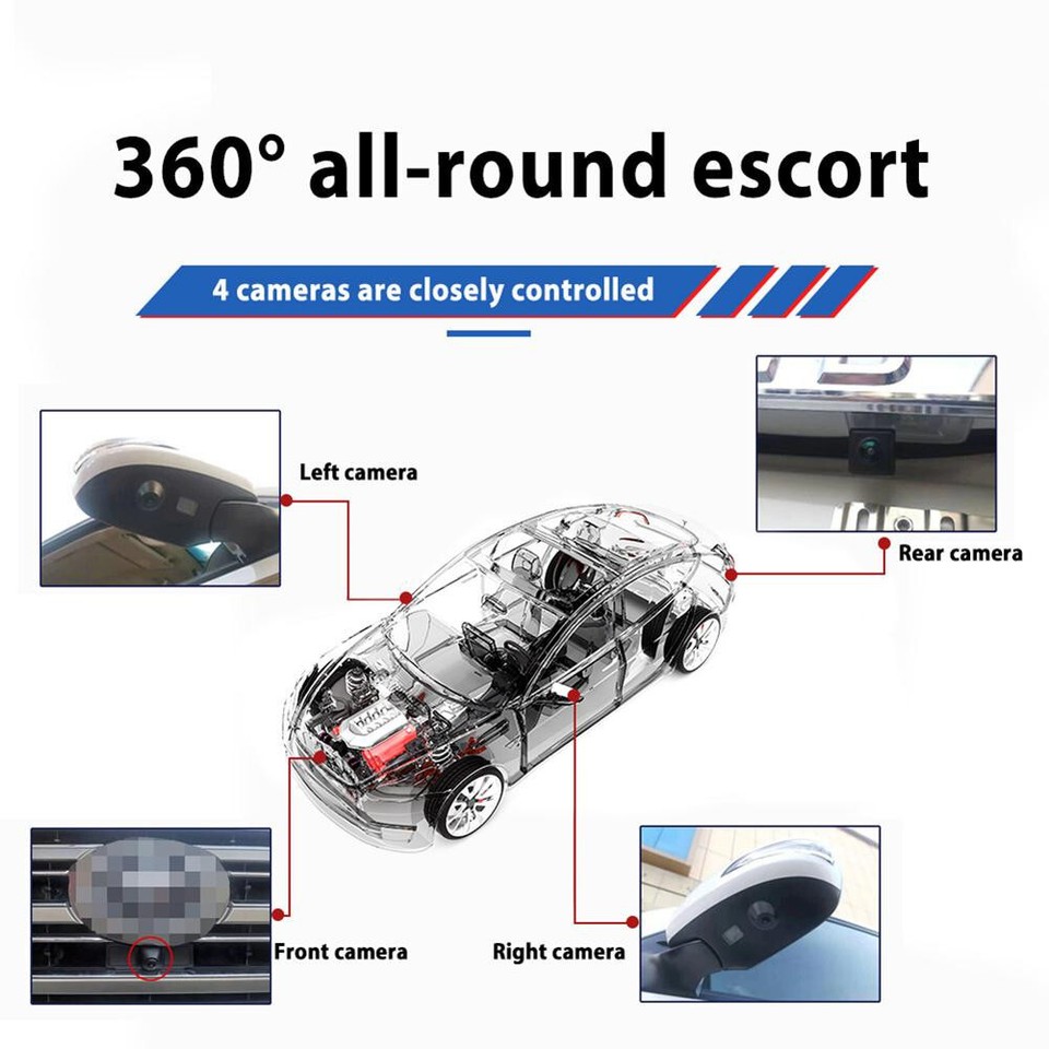 360° Panoramic Camera Car Rear View Backup Cam Reverse Parking Night ...
