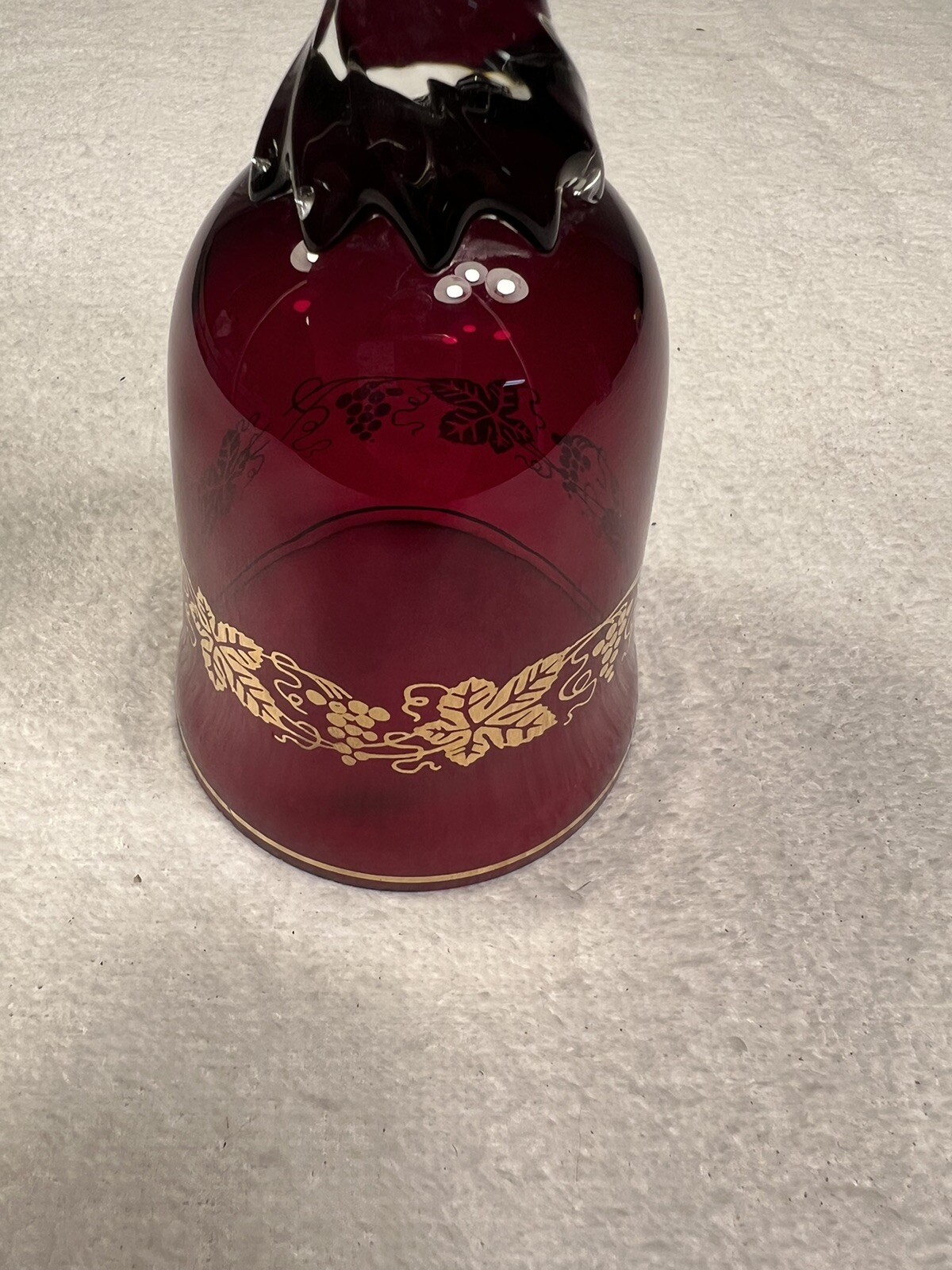 Vintage Bohemian Crystal Glass Ruby Red Bell with Gold Accents No ...