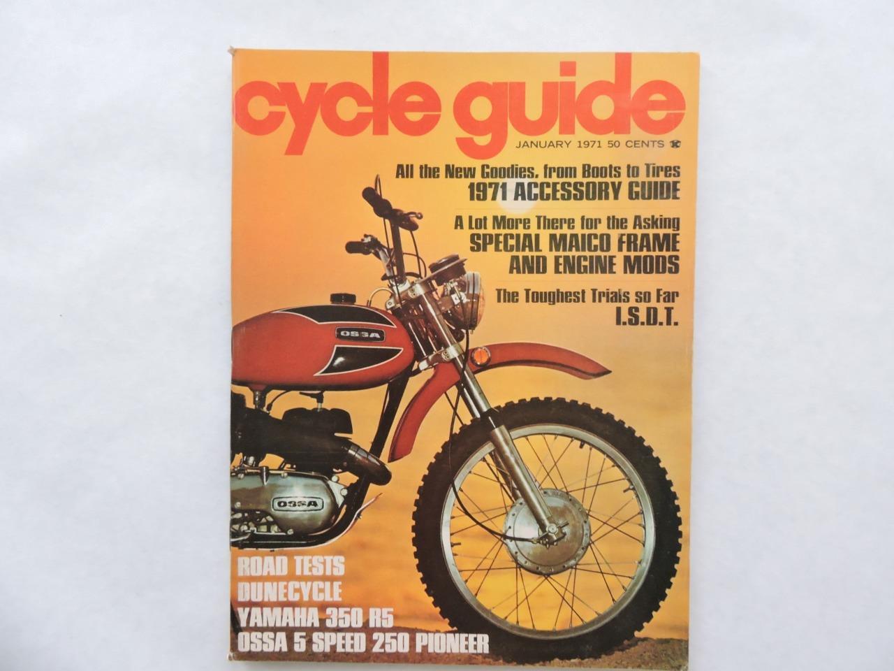 Cycle Guide Magazine January 1971 Dunecycle Yamaha 350 Ossa 250 Pioneer ...