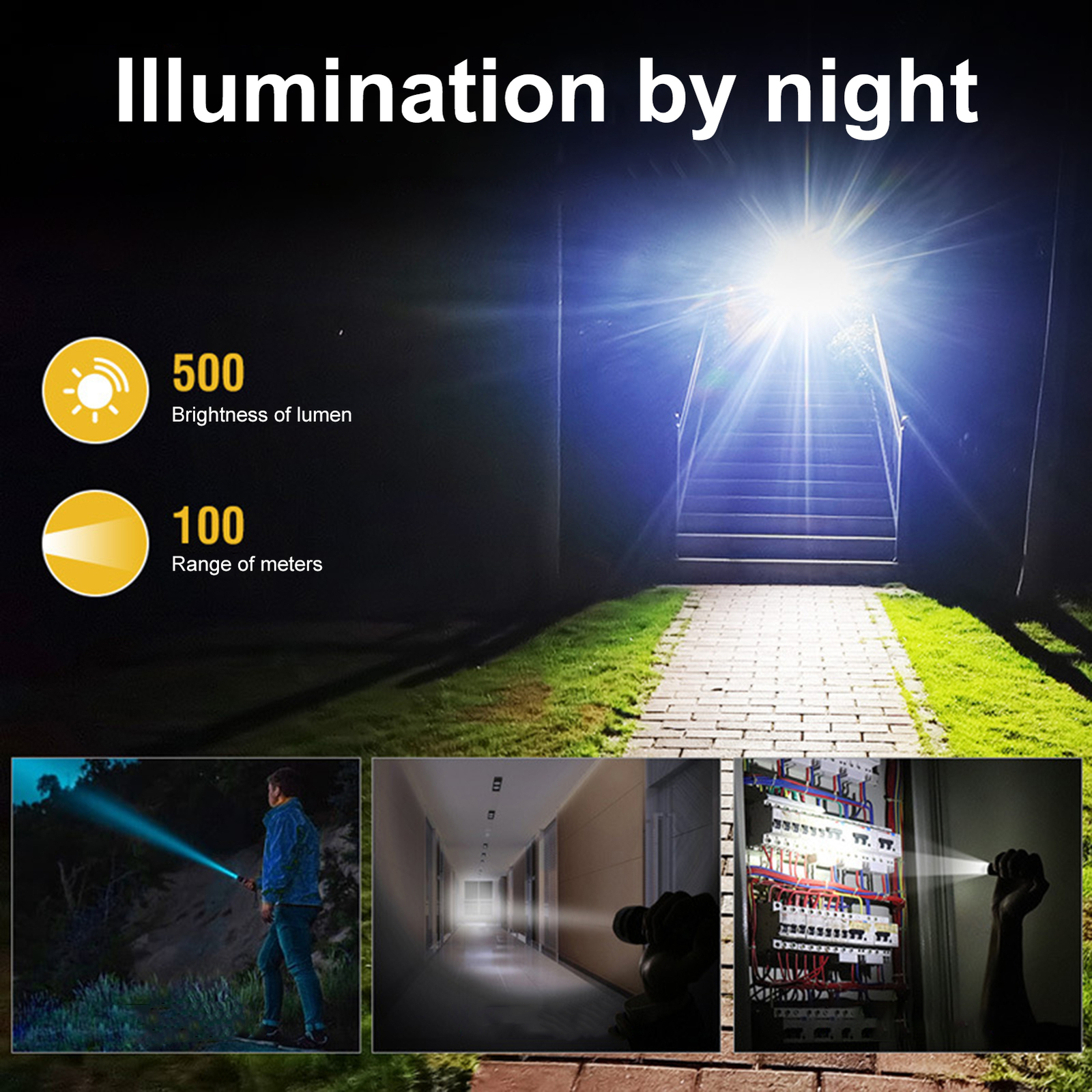 Pocket Torchlight Long Beam Distance Multipurpose Brightness Adjustable ...