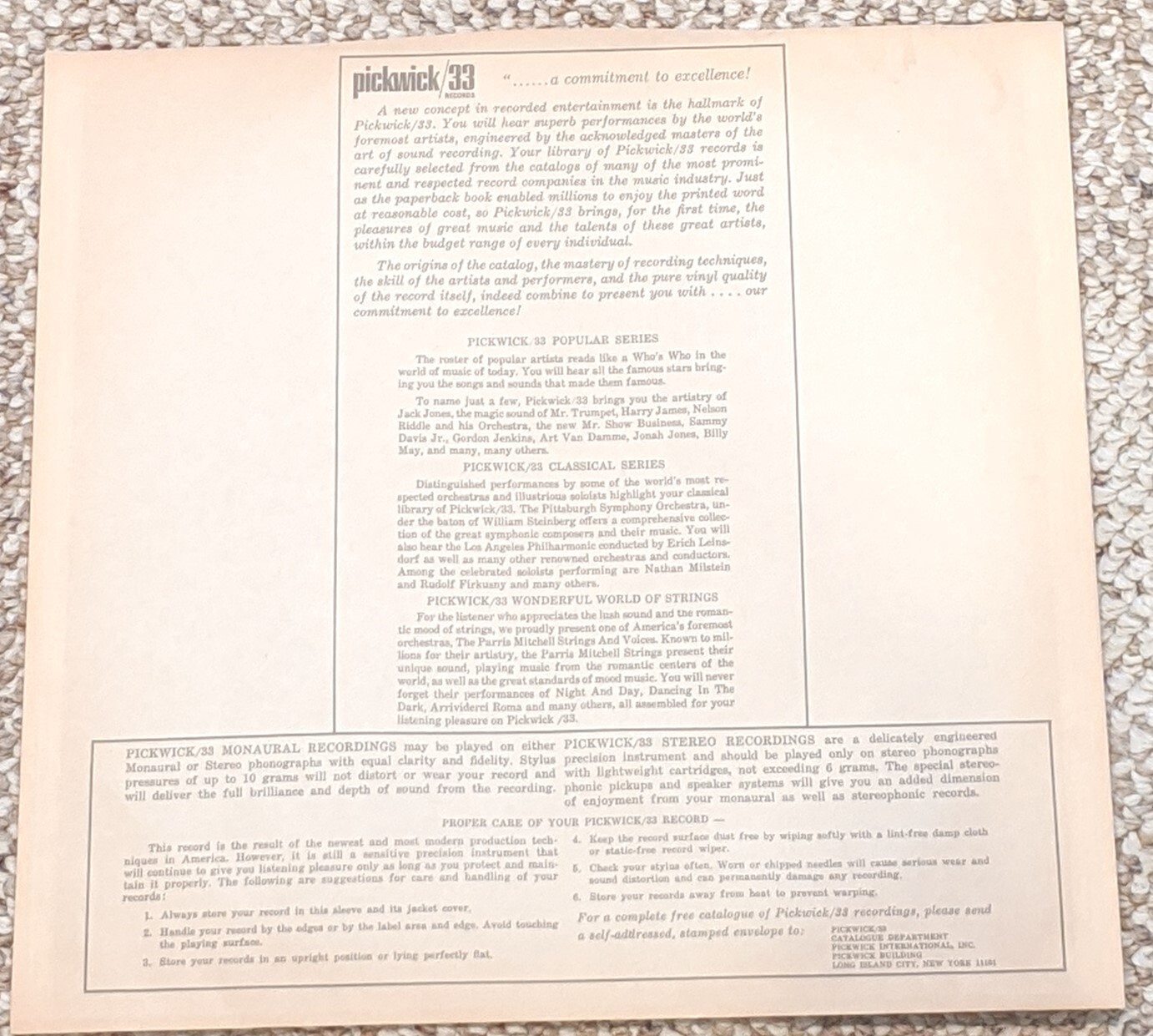 Company LP Sleeve ONLY: Pickwick Records - EX Condition - No Splits! | eBay