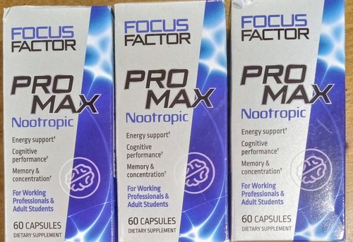 3 FOCUS FACTOR PRO MAX NOOTROPIC BRAIN MEMORY! DIETARY SUPPLEMENT 60 X3 ...