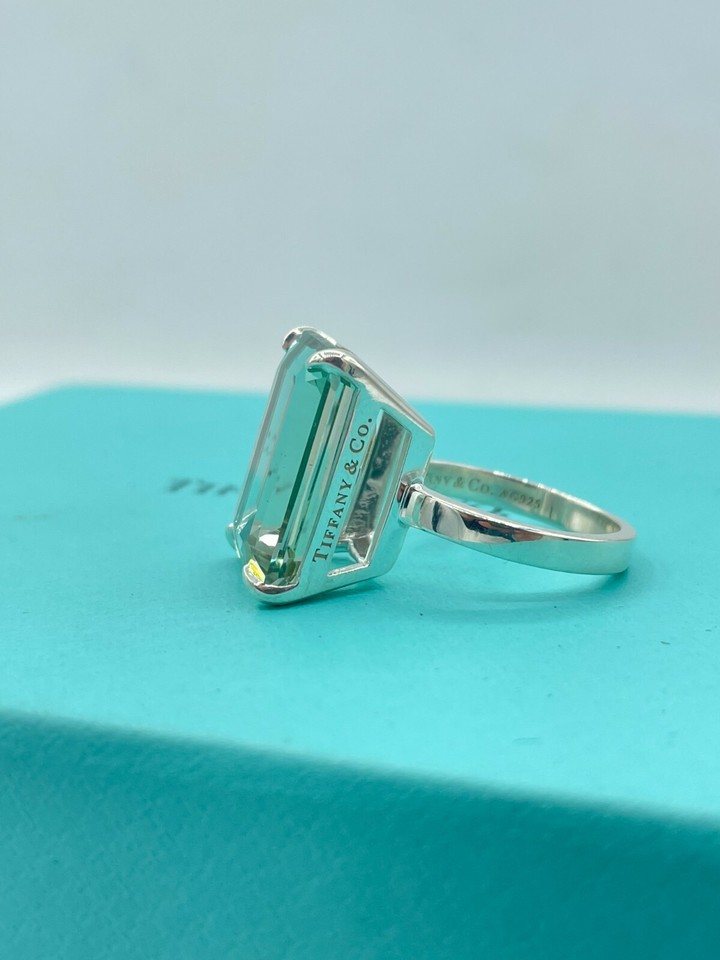 TIFFANY & CO Sparklers Cocktail Green Quartz Ring Sterling Silver size ...