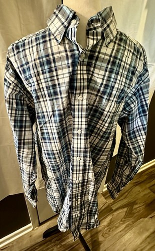 Ariat Pro Series Button Down Shirt Mens Large Blue Plaid Western Cowboy ...